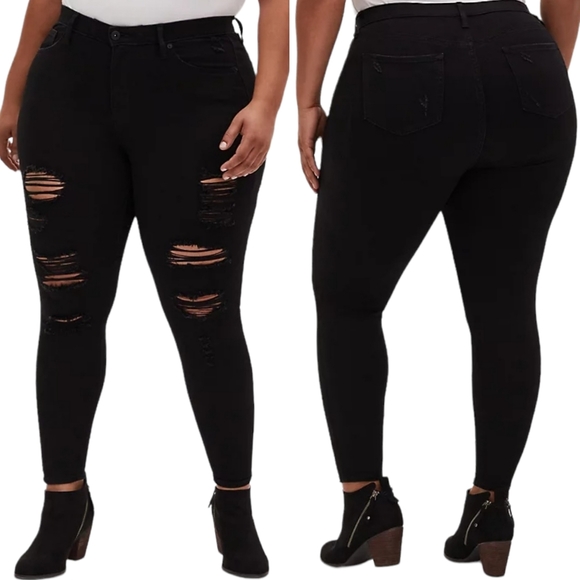 torrid | Jeans | Torrid Distressed Premium Stretch Sky High Skinny Jean ...
